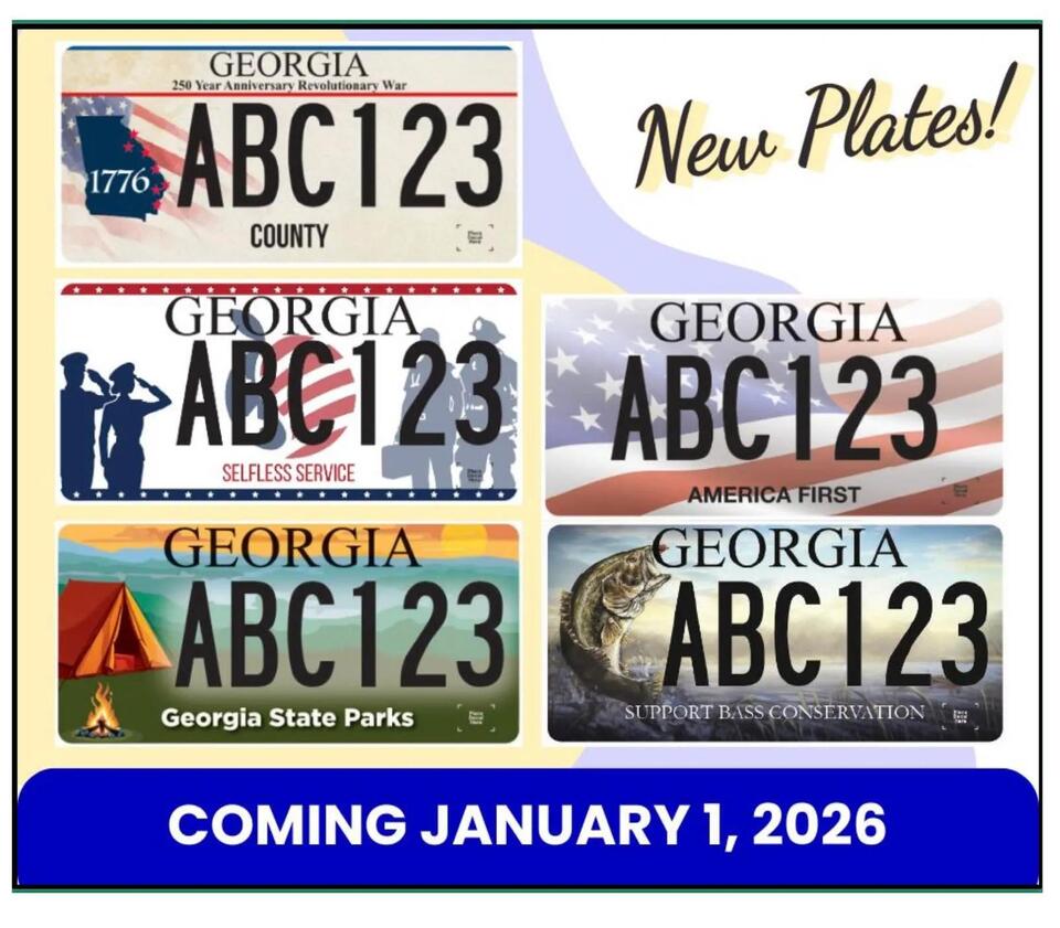 Five New Georgia License Plates Are Coming in January - NewsBreak
